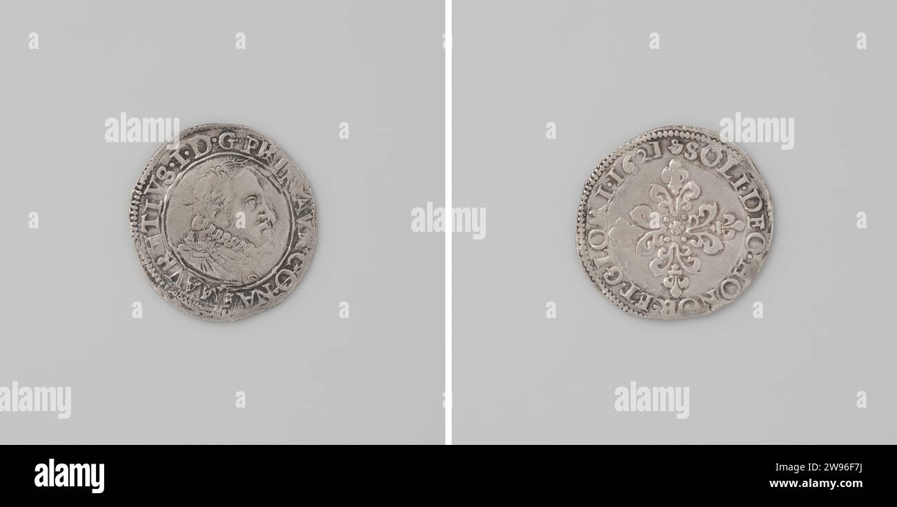 Half of Maurits, Prince of Oranje-Nassau, 1621 coin Silver coin. Front ...