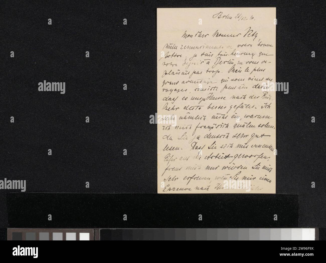 Letter to Jan Veth, Max Liebermann, 1890 letter Berlin paper. ink ...
