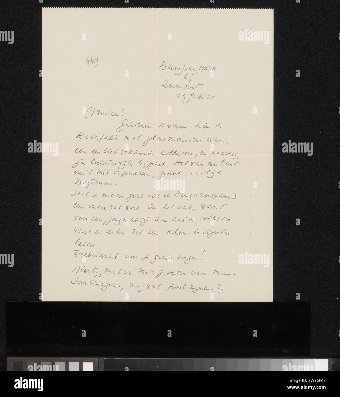 Letter to Willem Bogtman, Richard Nicolaüs Roland Holst, 1931 letter ...