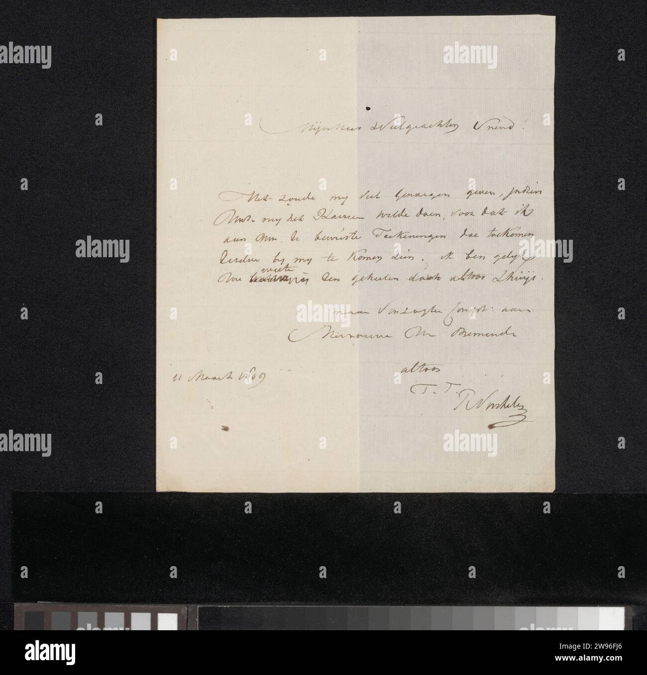 Letter to Anonymous, Reinier Vinkeles (I), 1809 letter paper. ink ...