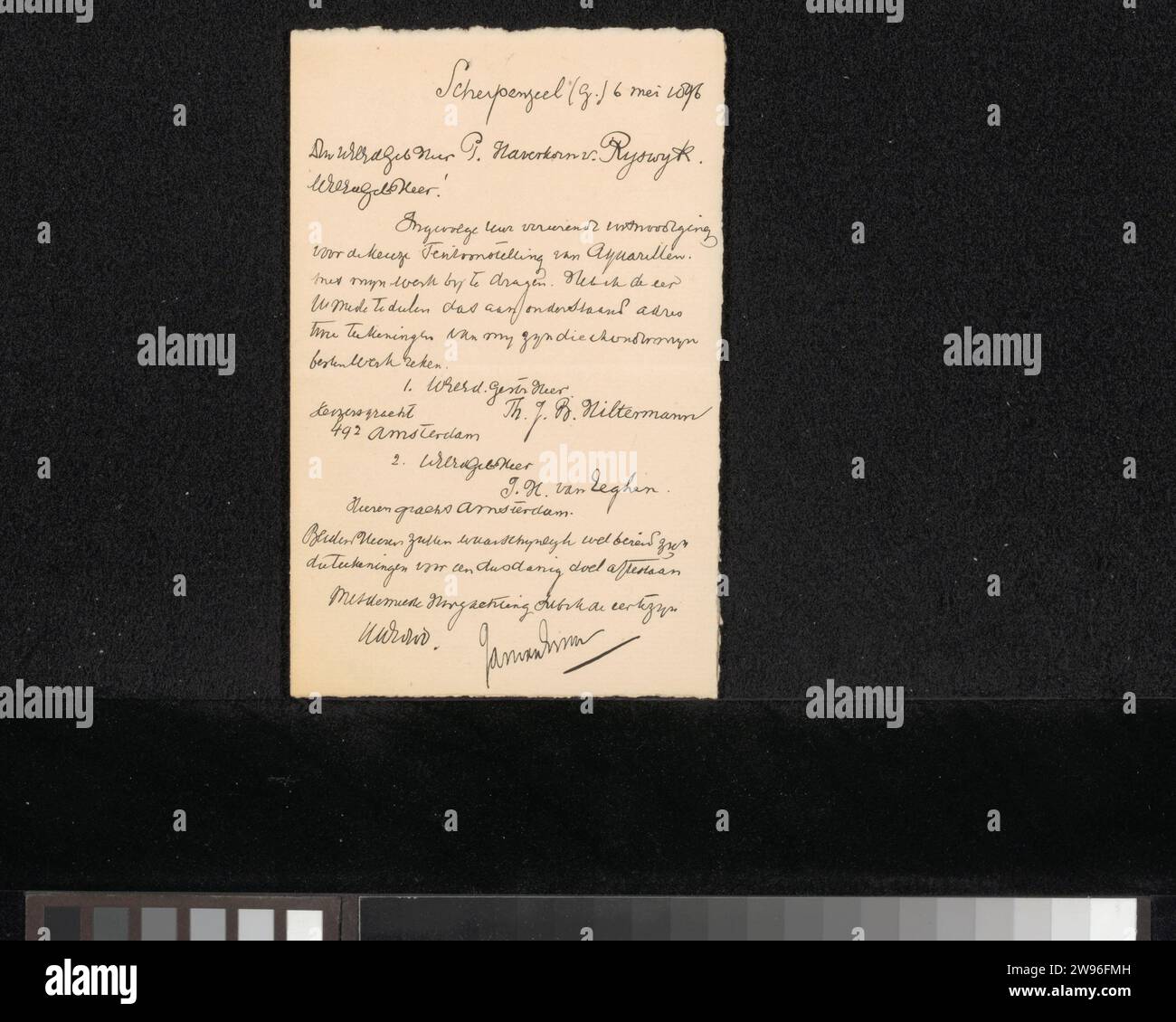 Letter to Pieter Haverkorn van Rijsewijk, Jan van Essen, 1896 letter ...