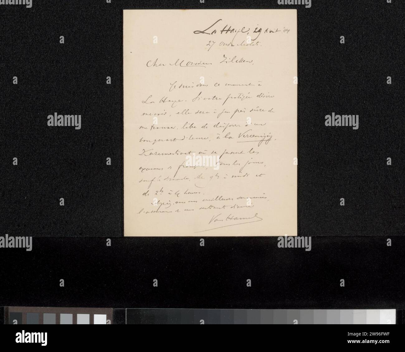 Letter to Philip Zilcken, 1904 letter The Hague paper. ink writing ...