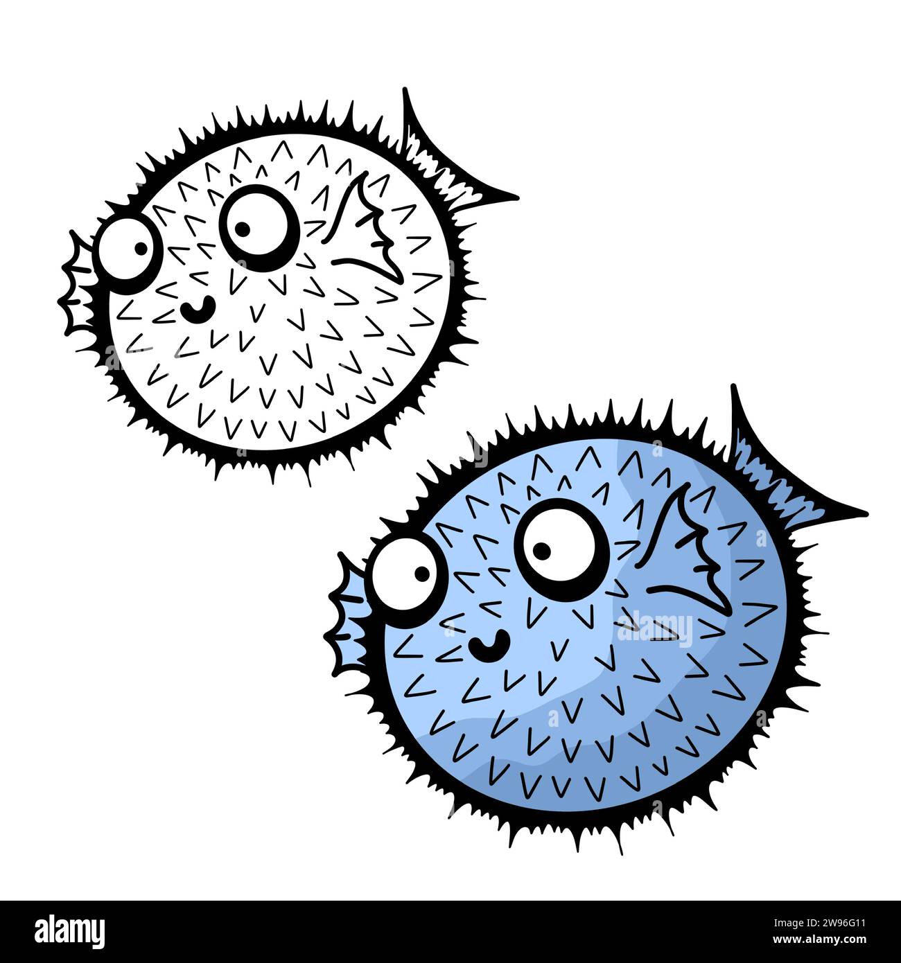 Cartoon animals set puffer fish fugu pattern for wrapping paper and ...
