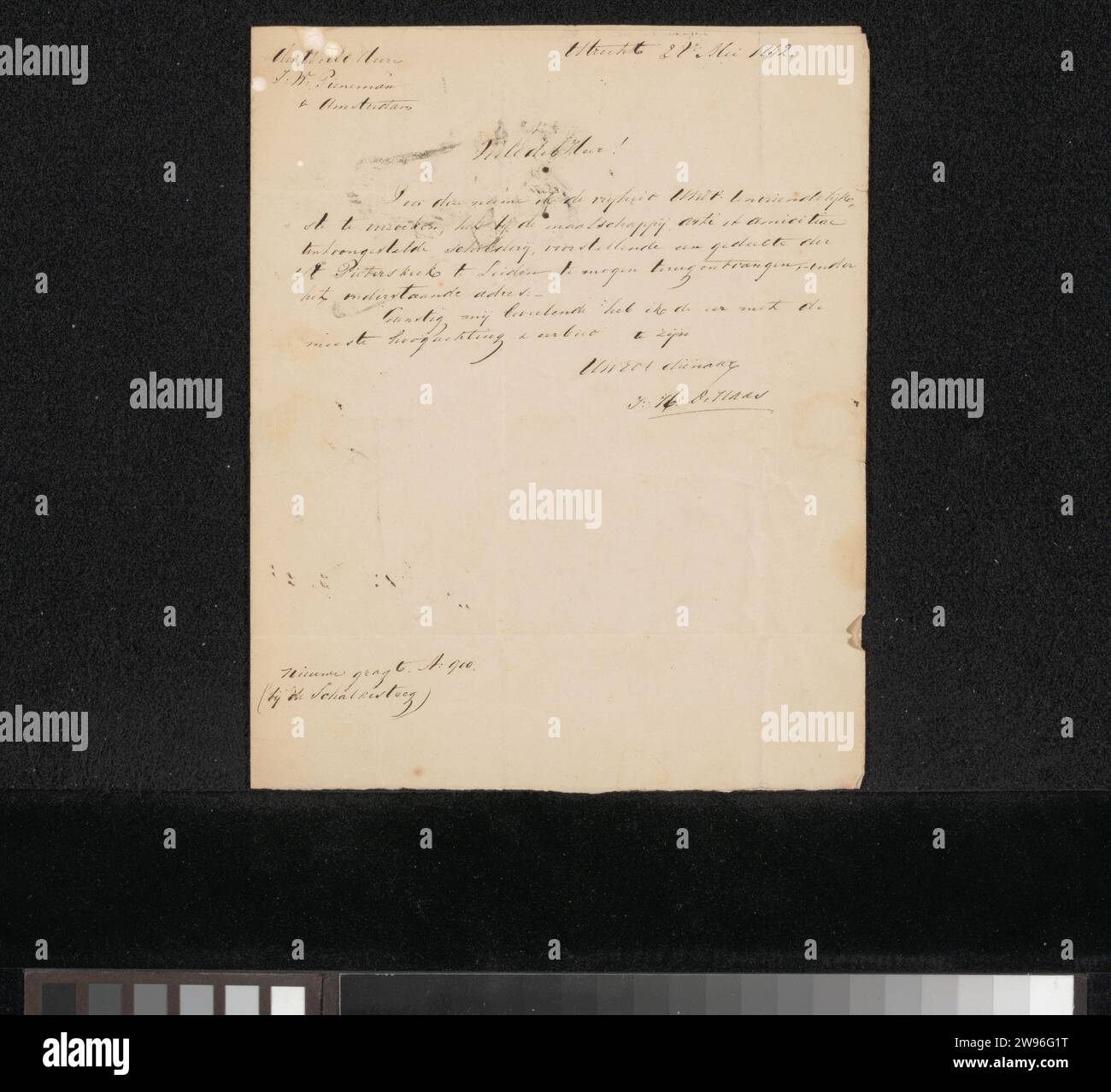 Letter to Jan Willem Pieneman, Jan Herman de Haas, 1842 letter Utrecht ...