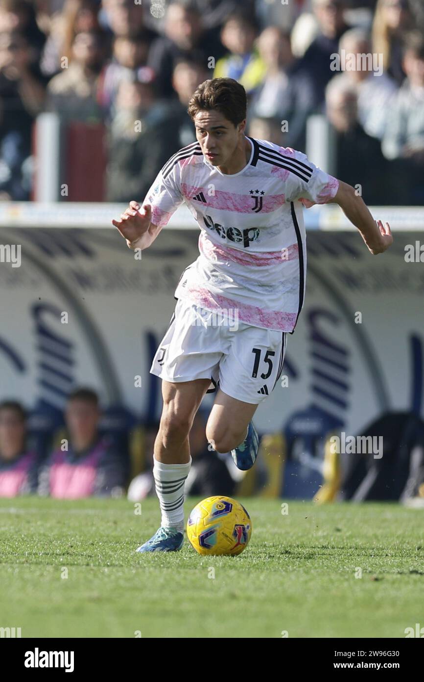 Juventus' Turkish forward Kenan Yıldız controls the ball during the ...
