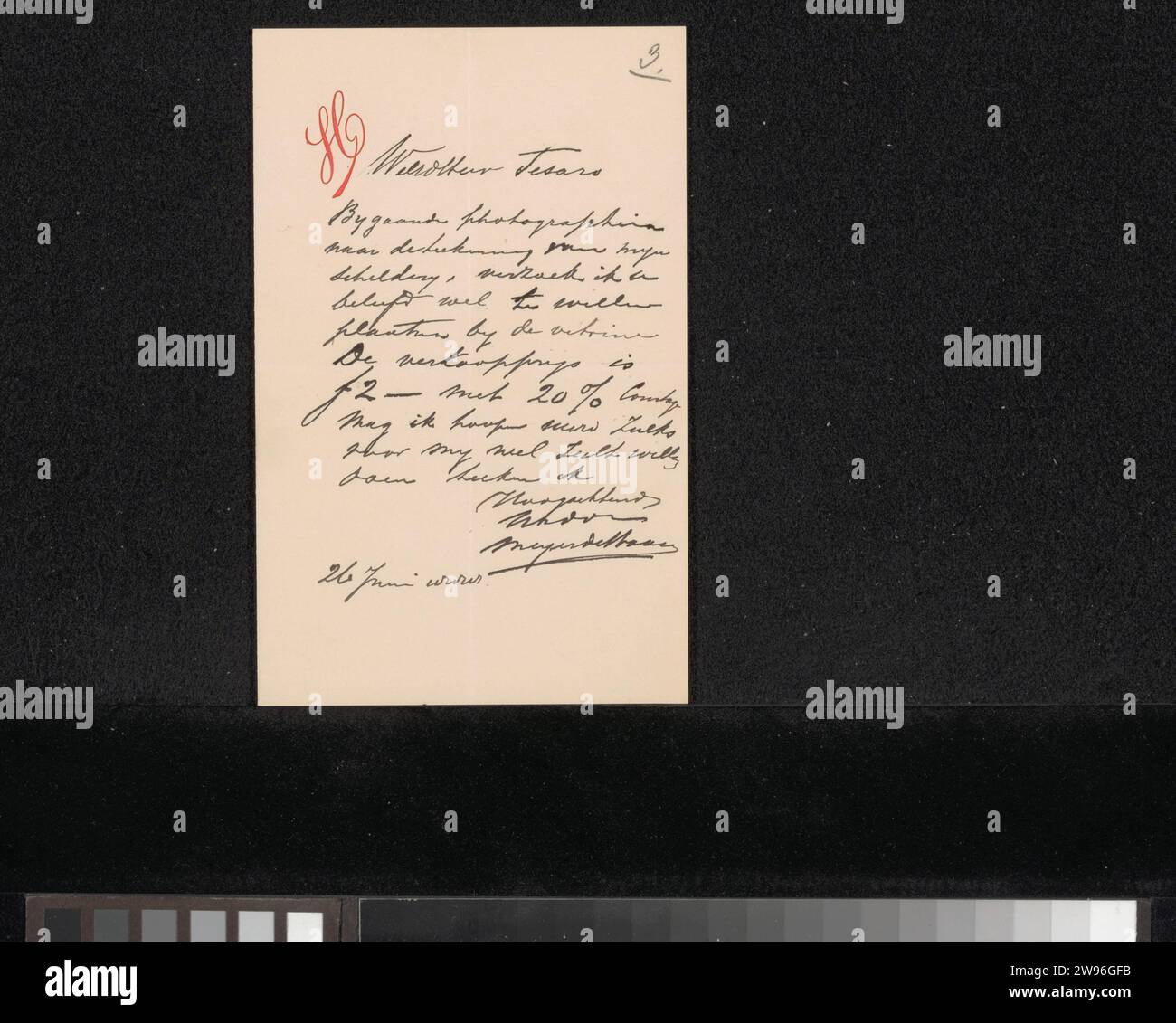 Letter to Filippo Tessaro, Meijer Isaäc de Haan, 1888 letter paper. ink ...