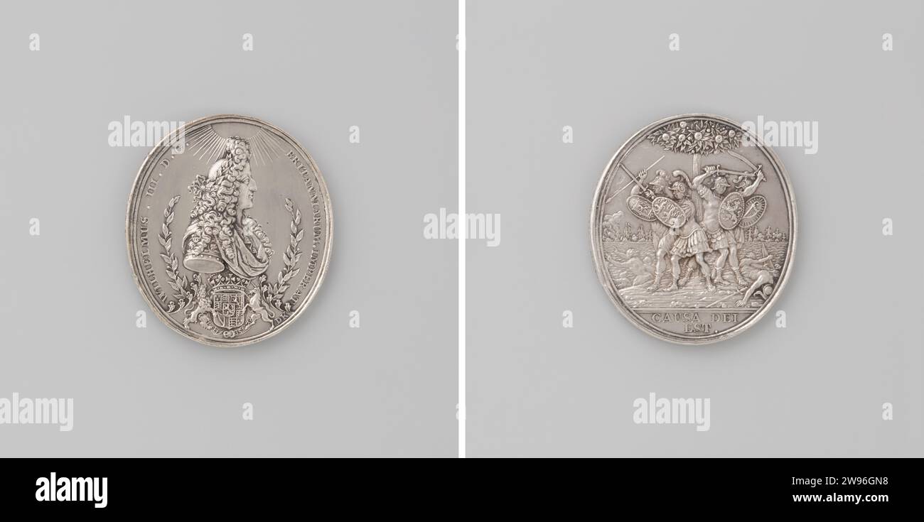 William III's Throne established, D. Koene, 1691 history medal Silver ...