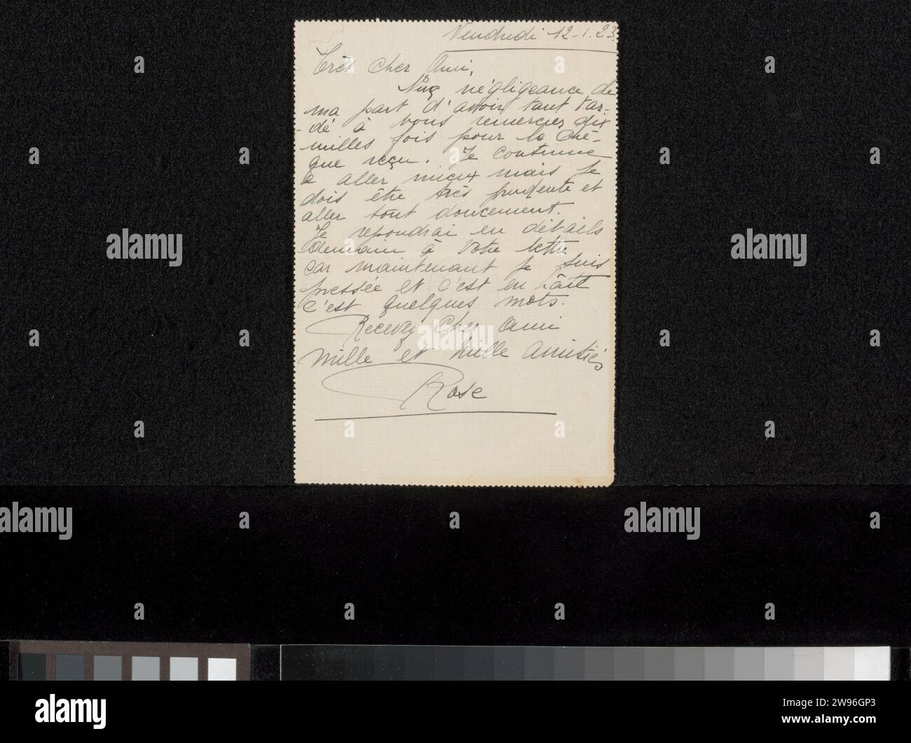 Letter to Philip Zilcken, 1923 letter Paris paper. ink writing ...