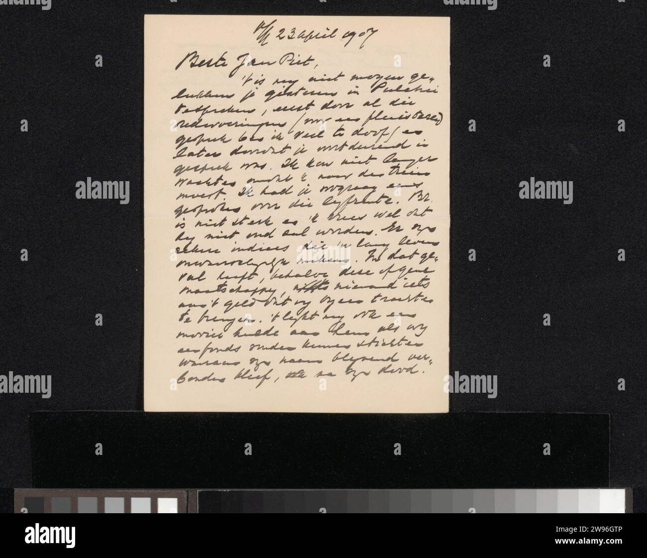 Letter to Jan Veth, Willem Witsen, 1907 letter paper. ink writing ...