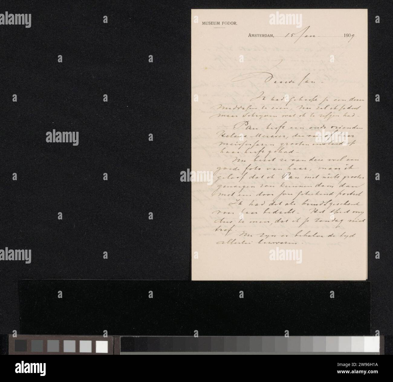 Letter to Jan Veth, Museum Fodor, Cornelis Gerardus' t Hooft, 1909 ...