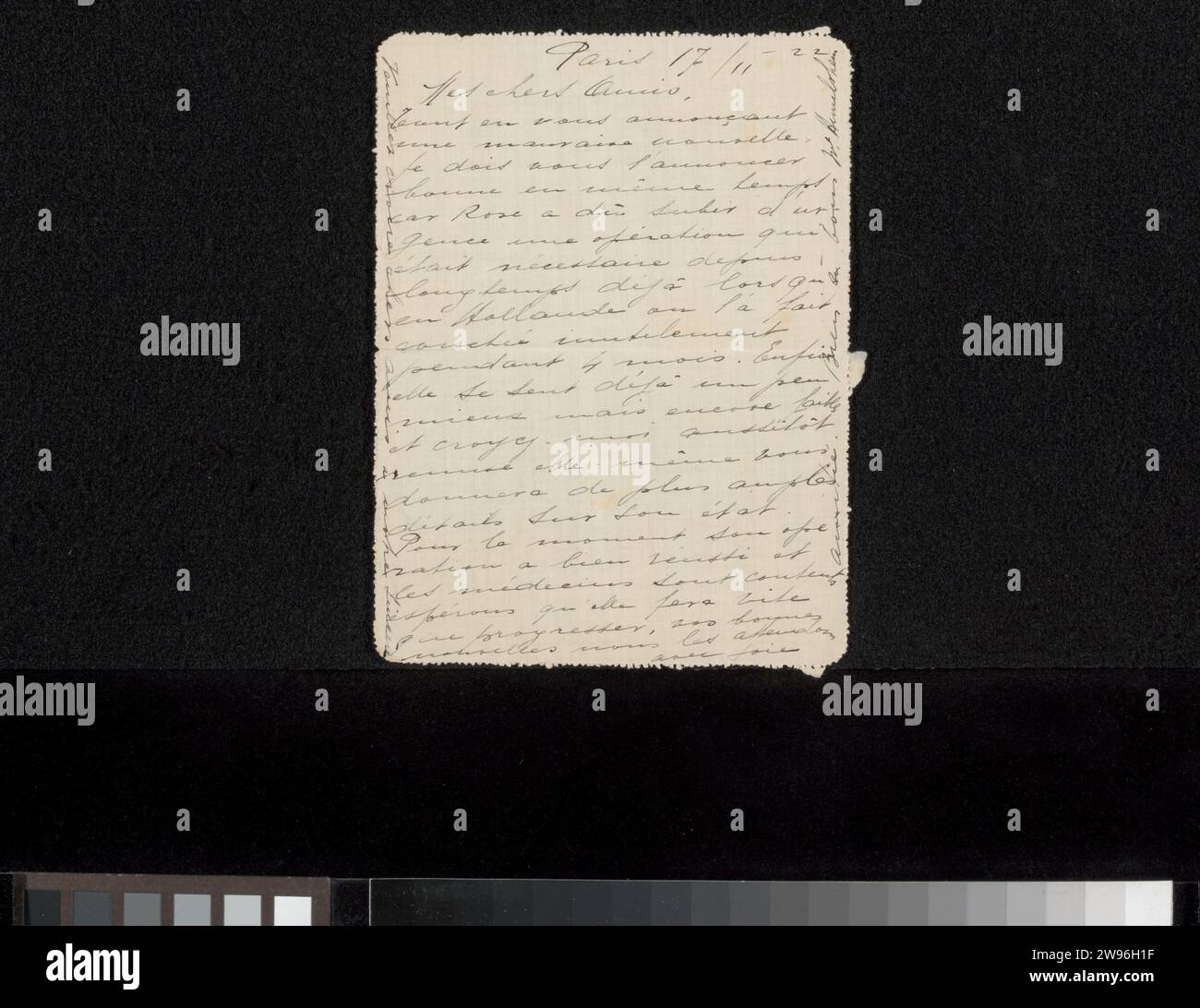 Letter to Philip Zilcken, 1922 letter Paris paper. ink writing ...