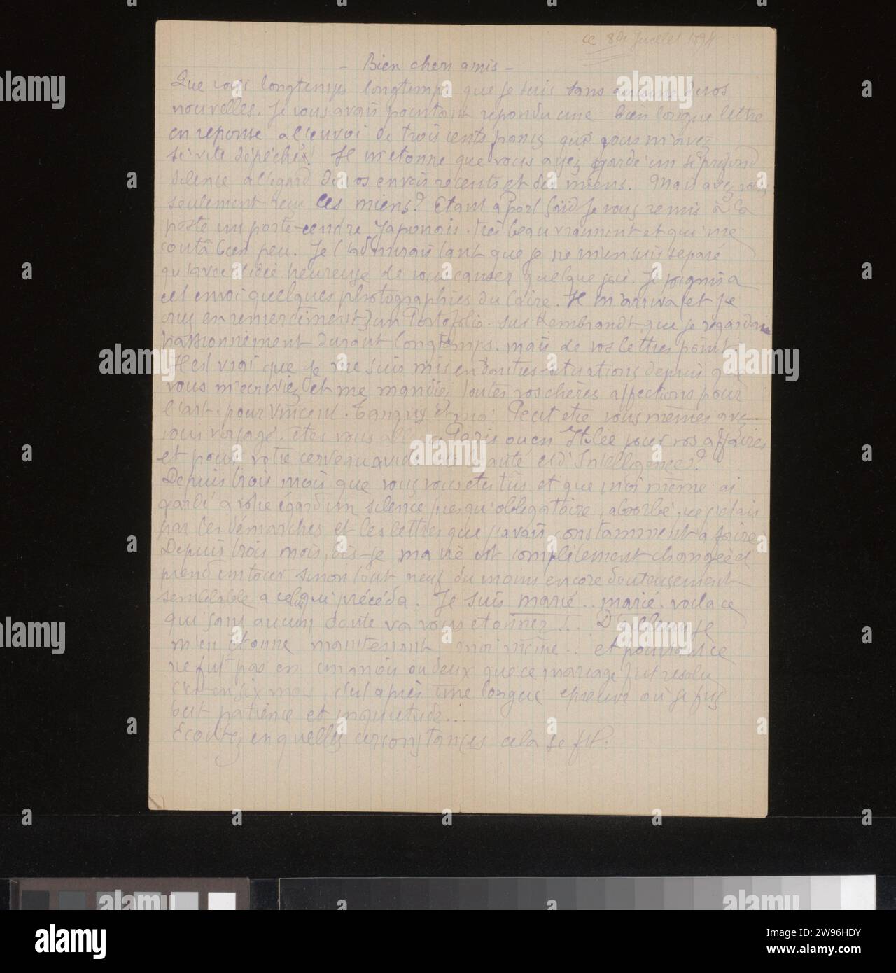 Brief aan Andries Bonger, Émile Bernard, in or before 1894 letter Dated ...
