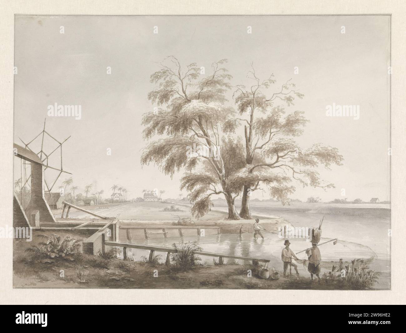 View of a plantation with a lock on the left, After 1849 - Before 1851 ...