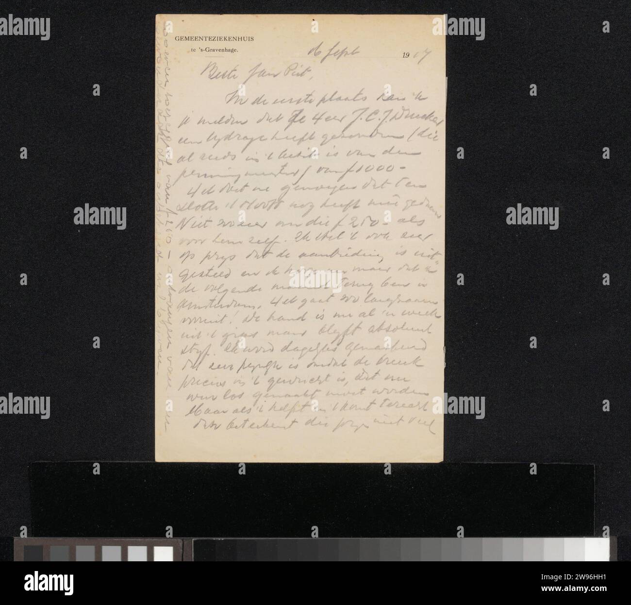 Letter to Jan Veth, Willem Witsen, 1917 letter The Hague paper. pencil ...