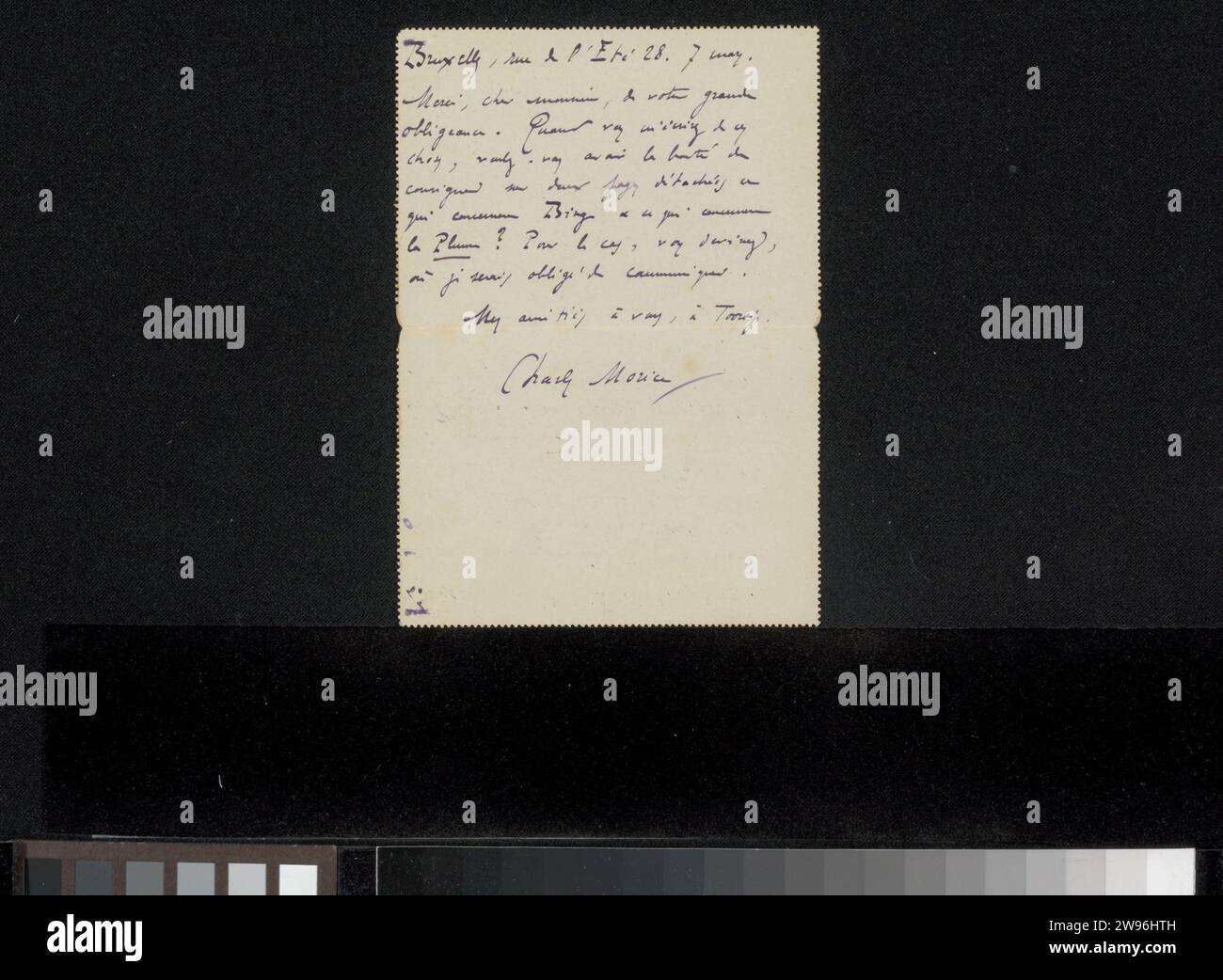 Postcard to Philip Zilcken, Charles Morice, 1899 Brussels cardboard ...