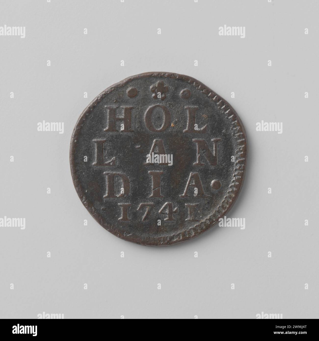 Hollandse Duit, 1741, Province of Holland, 1741 coin Front: Inside ...
