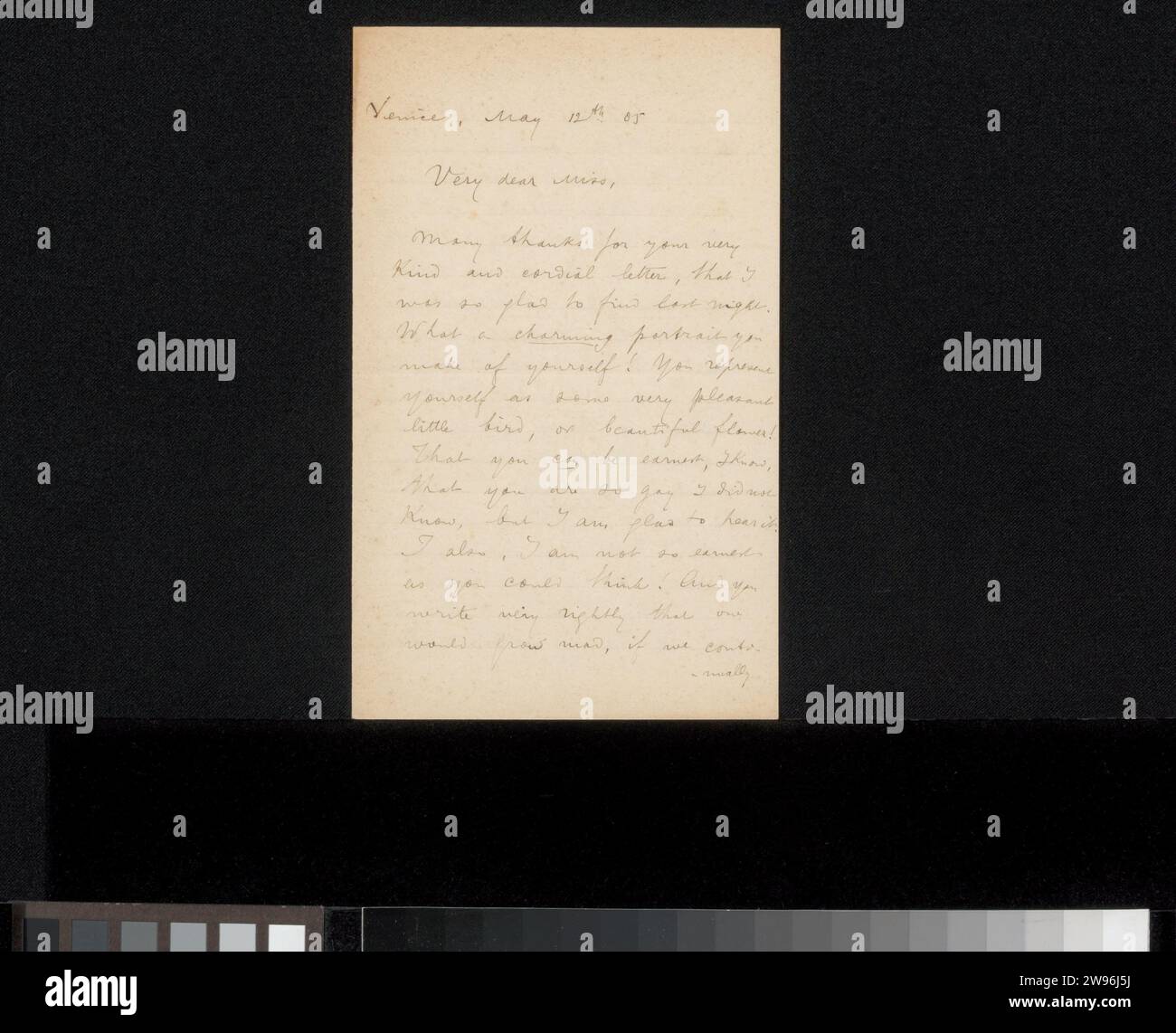 Letter to Elsie Maud Cownie, Philip Zilcken, 1905 letter Venice ink ...