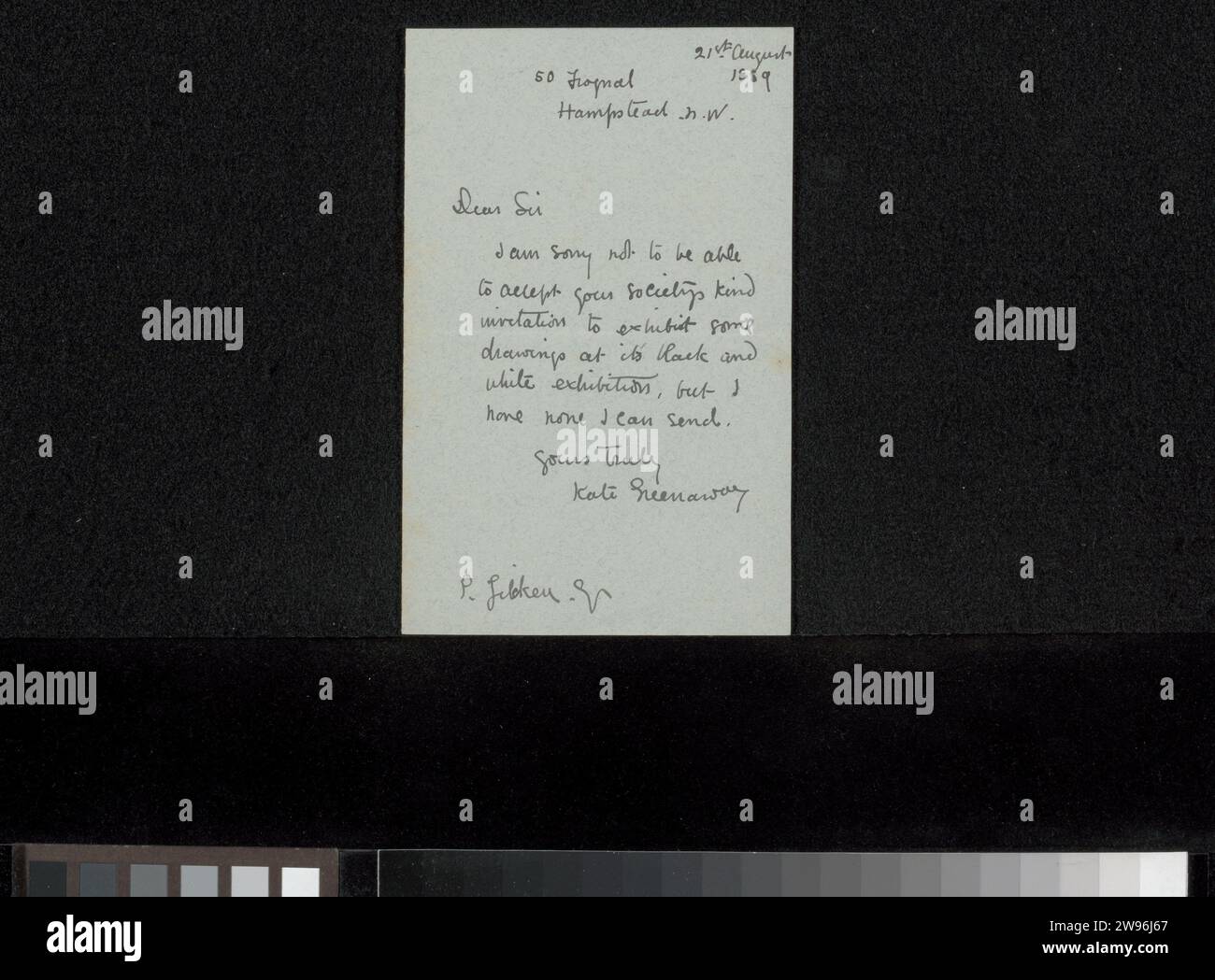 Letter to Philip Zilcken, 1889 letter Hampstead paper. ink writing ...