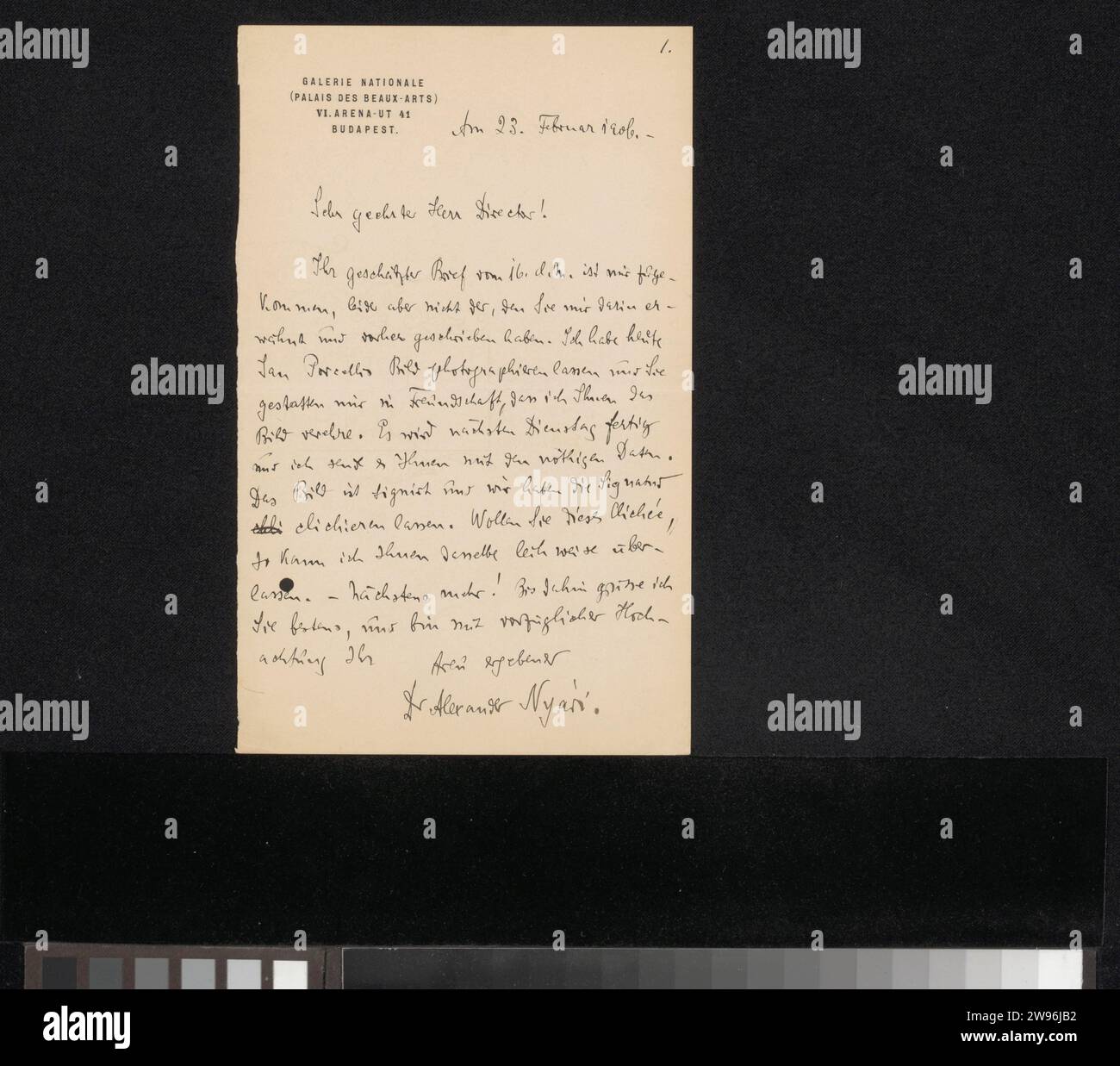 Letter to Pieter Haverkorn van Rijsewijk, Galerie Nationale, 1906 ...