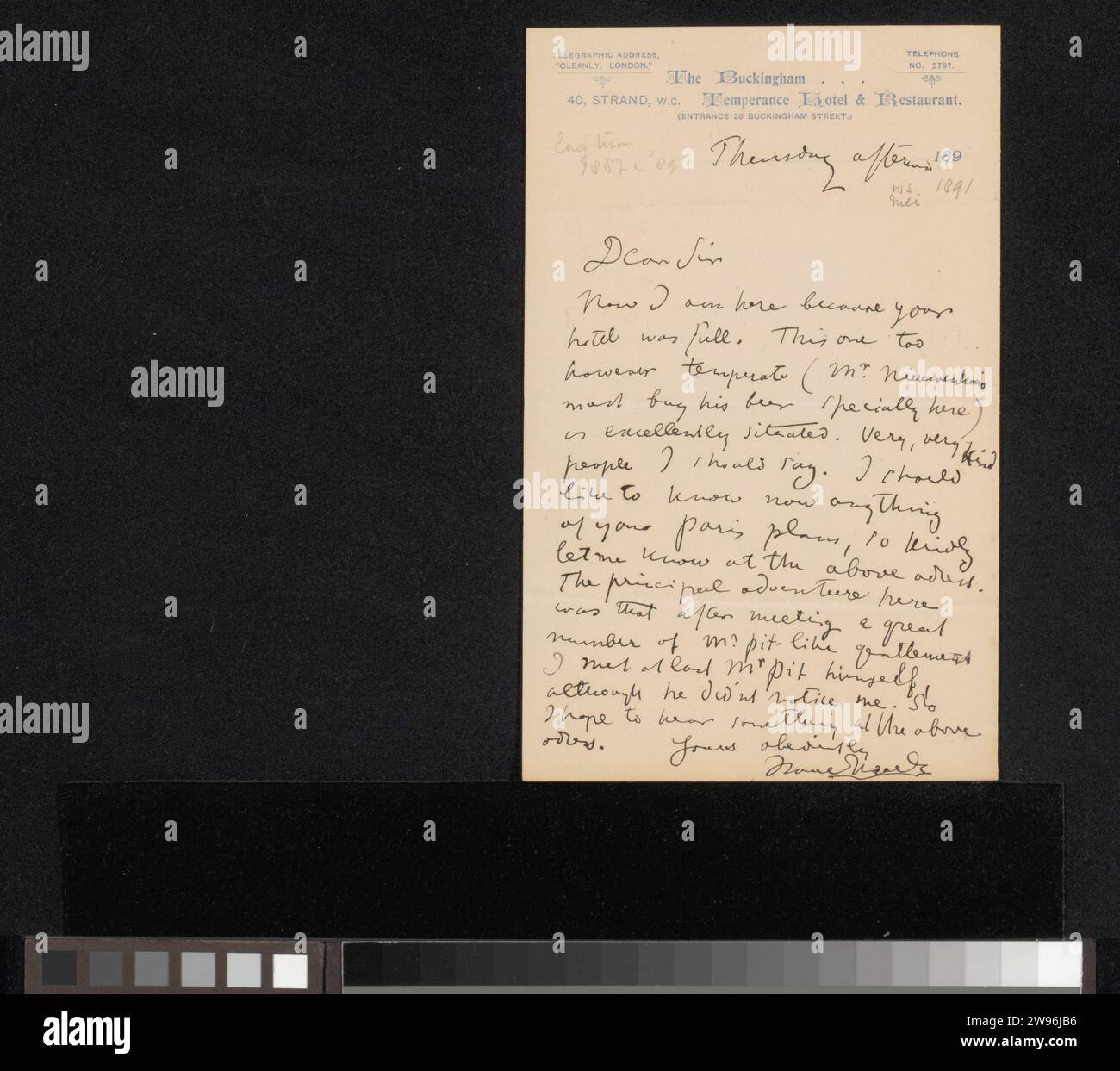 Letter to Jan Veth, Isaac Israels, 1890 - 1899 letter London paper. ink ...