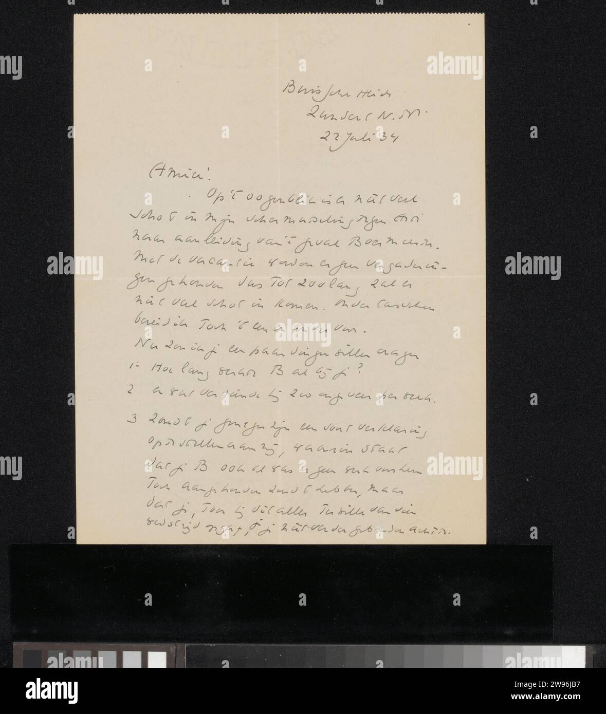 Letter to Willem Bogtman, Richard Nicolaüs Roland Holst, 1934 letter ...