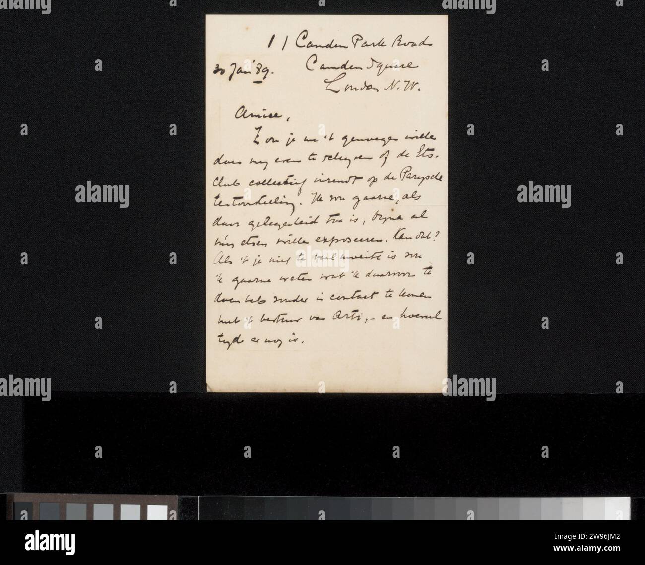Letter to Philip Zilcken, Willem Witsen, 1889 letter London paper. ink ...