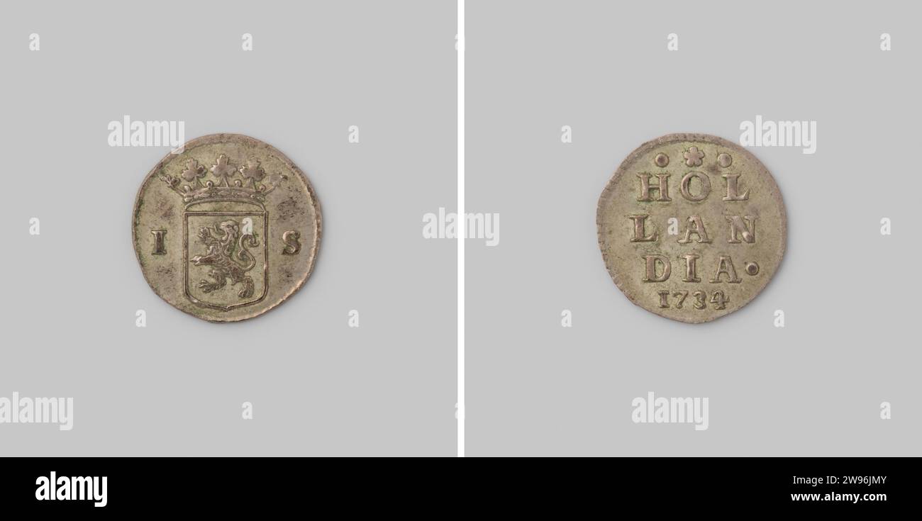 Hollandse Schepensuiver, 1734, Province of Holland, 1734 coin Silver ...