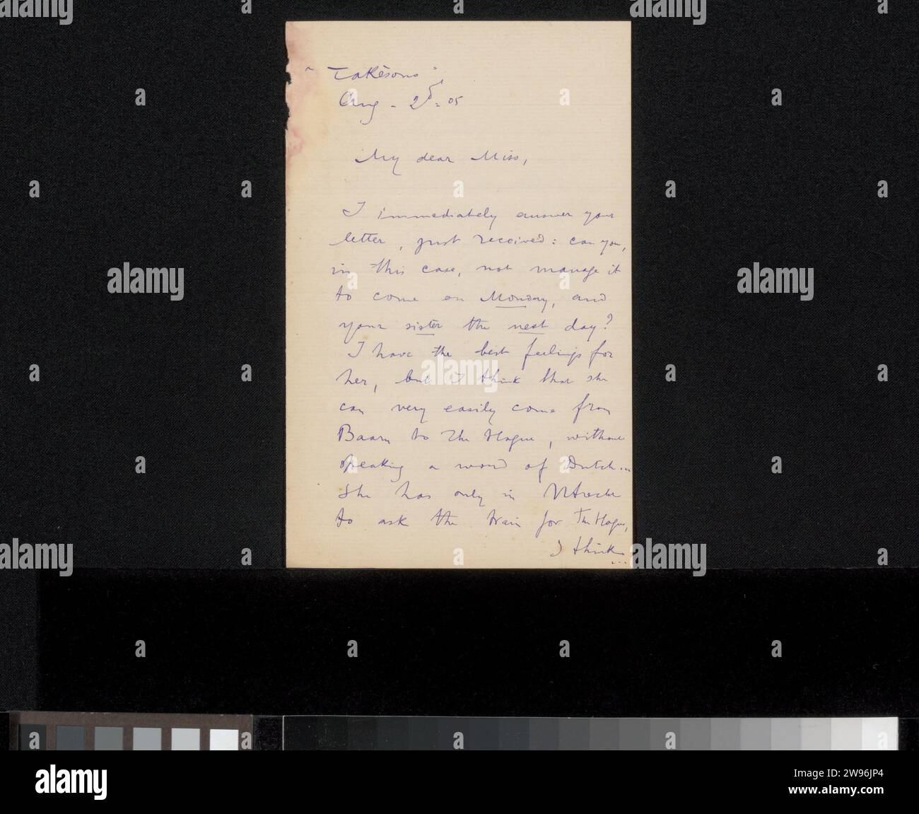 Letter to Elsie Maud Cownie, Philip Zilcken, 1905 letter Verso letter ...