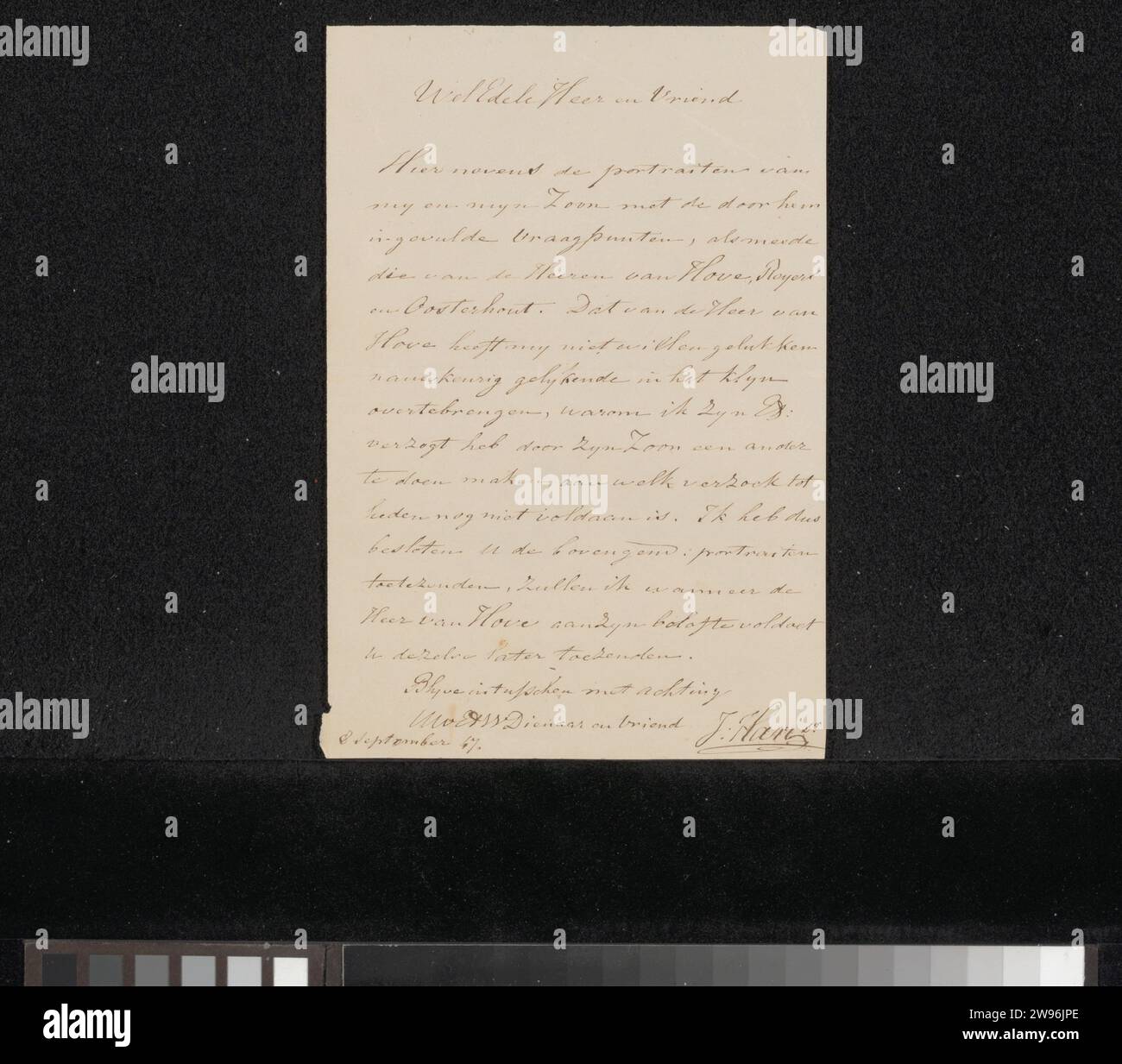 Letter to Anonymous, Johannes Hari (I), 1847 letter paper. ink writing ...