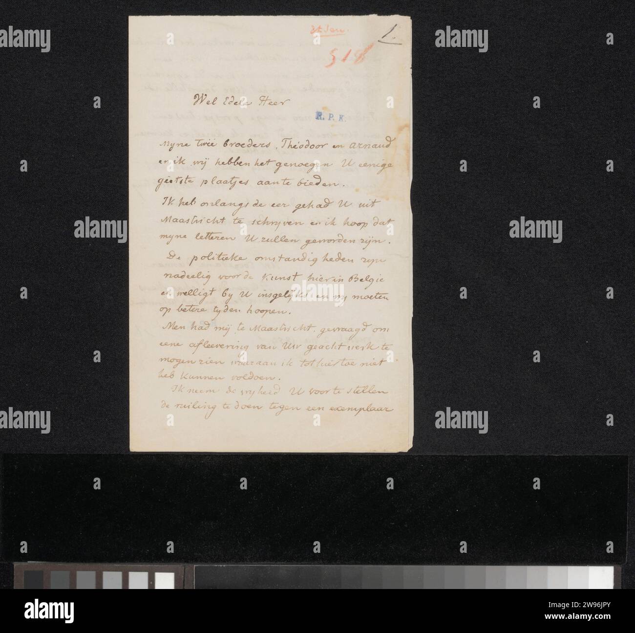 Letter to Christiaan Kramm, Alexander Schaepkens, 1859 letter Brussels ...