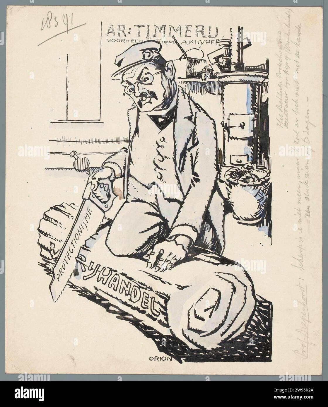 Protectionism and free trade, Patricq Kroon, 1910 - 1930 drawing ...