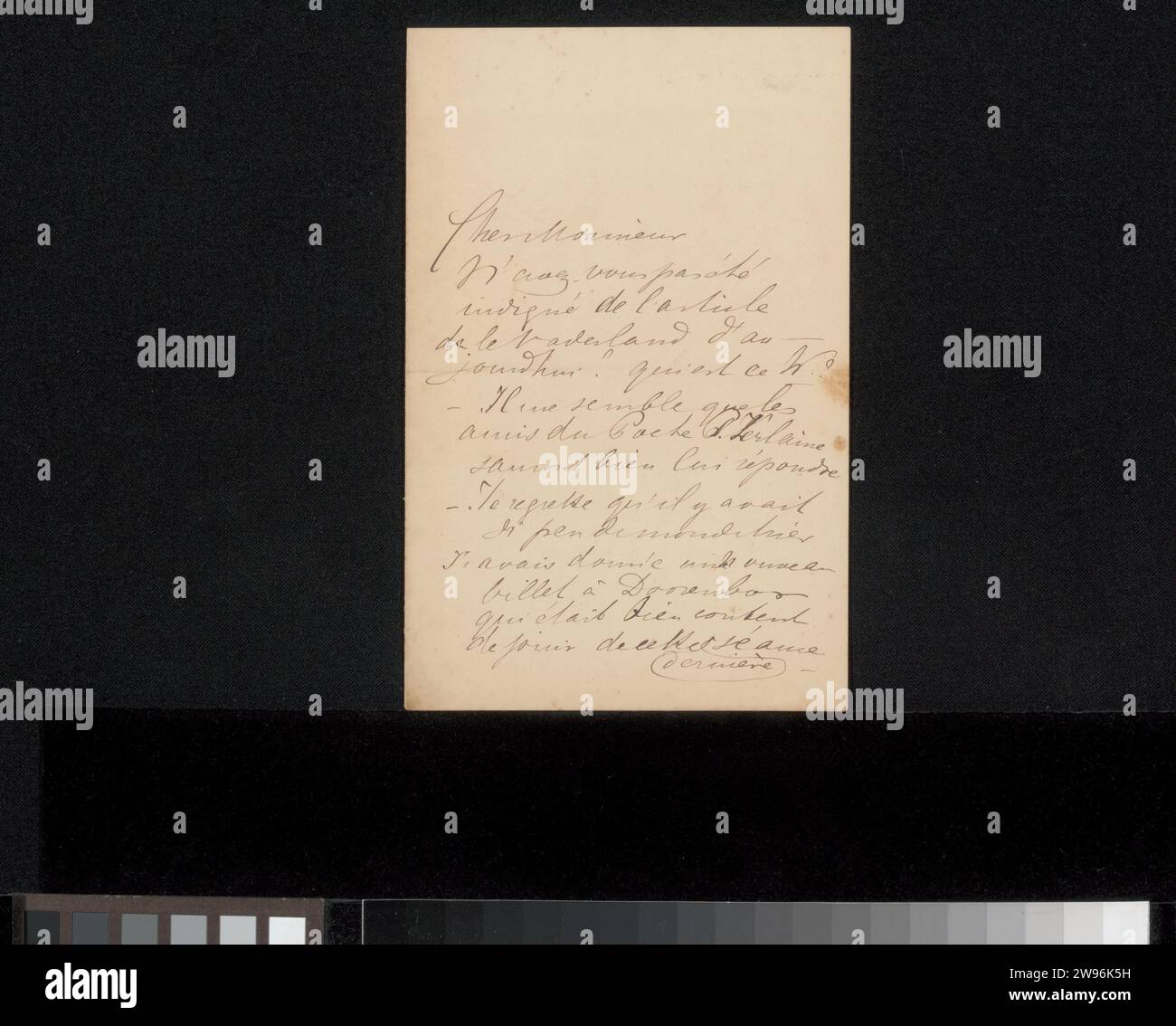 Letter to Philip Zilcken, Unknown, 1892 letter paper. ink writing ...