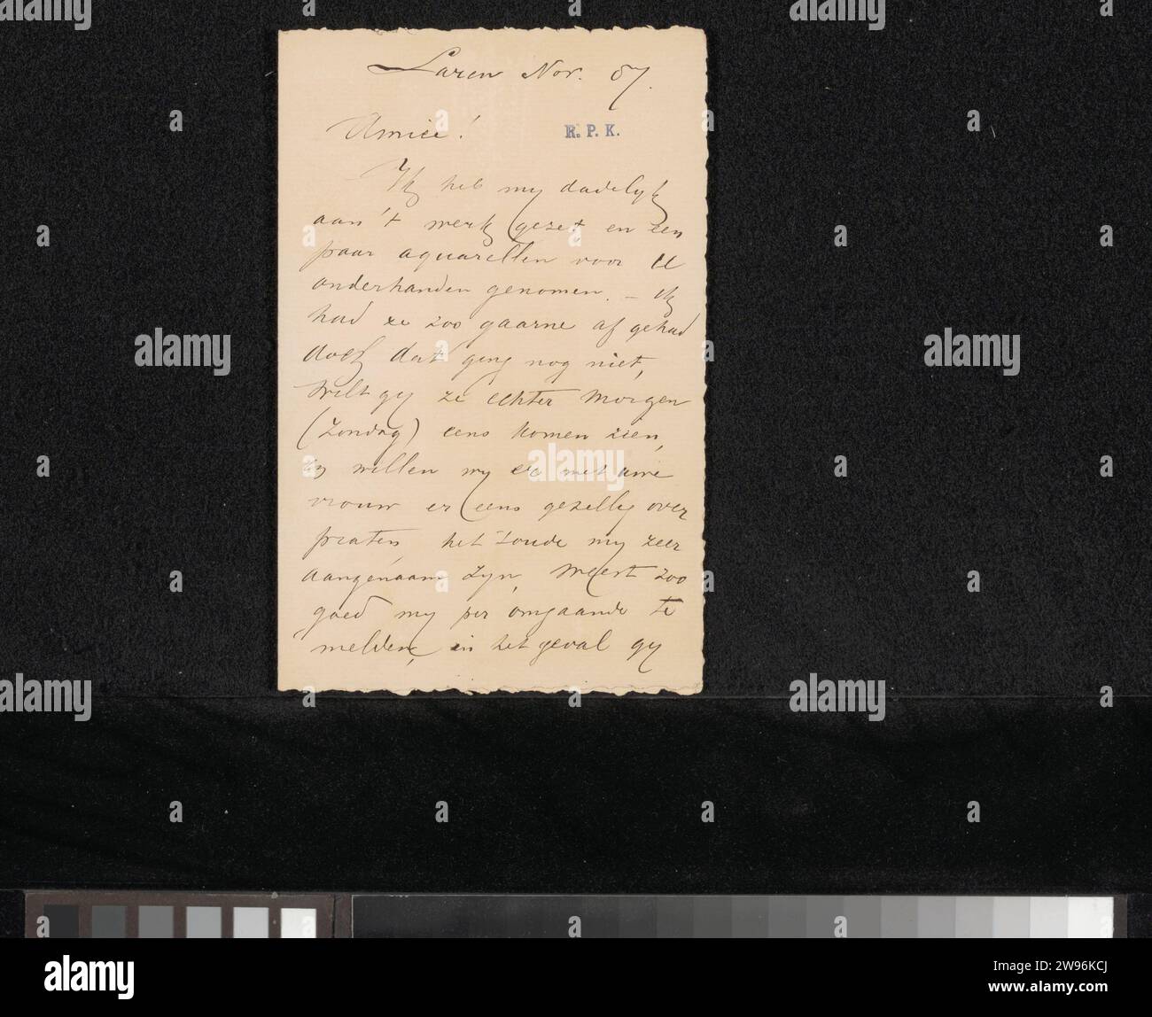 Letter to Anonymous, Anton Mauve, 1887 letter Laren paper. ink writing ...