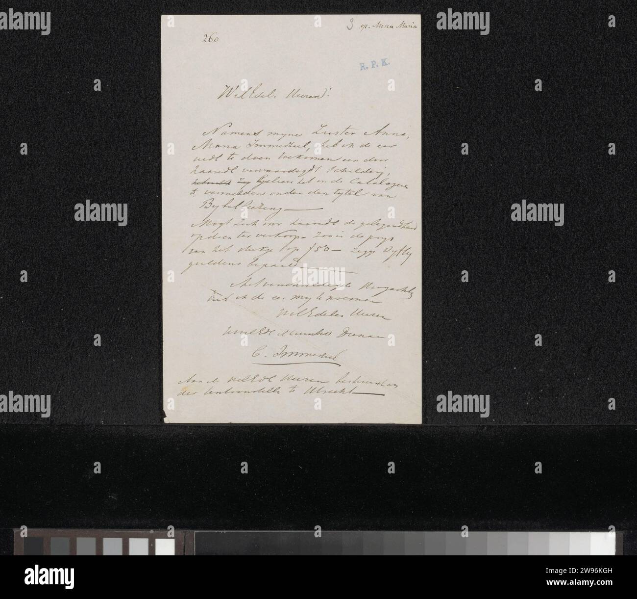 Letter to the committee of the exhibition of living masters in Utrecht ...