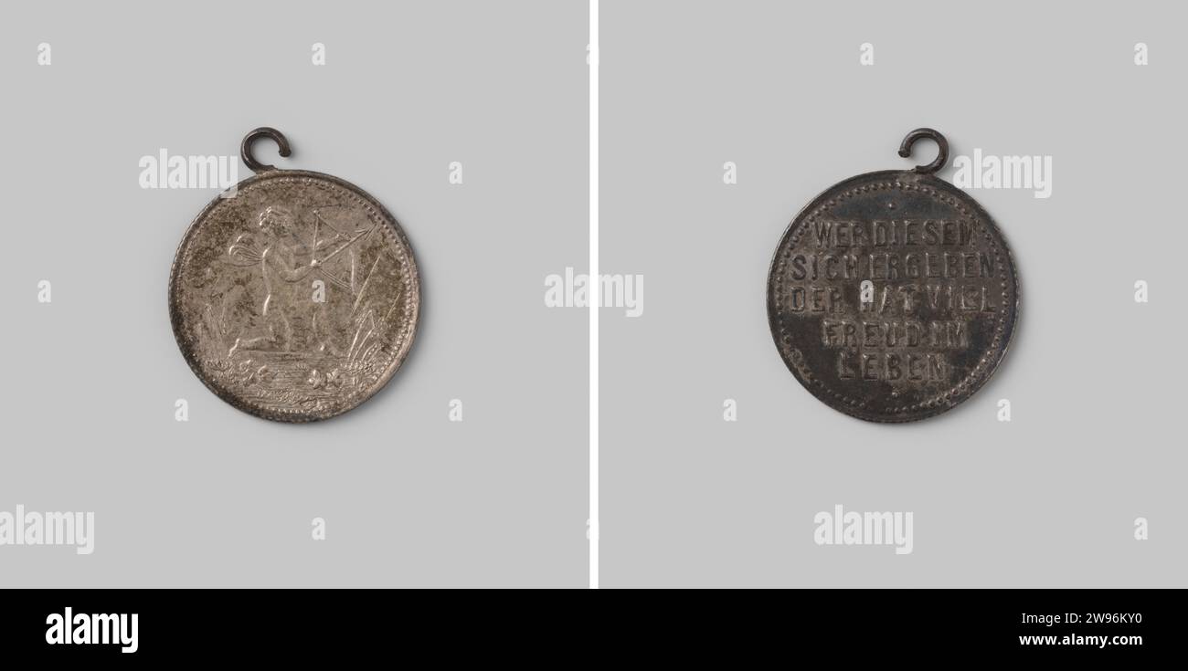 German love pennin, c. 1800 - c. 1850 history medal Silver pennink with ...
