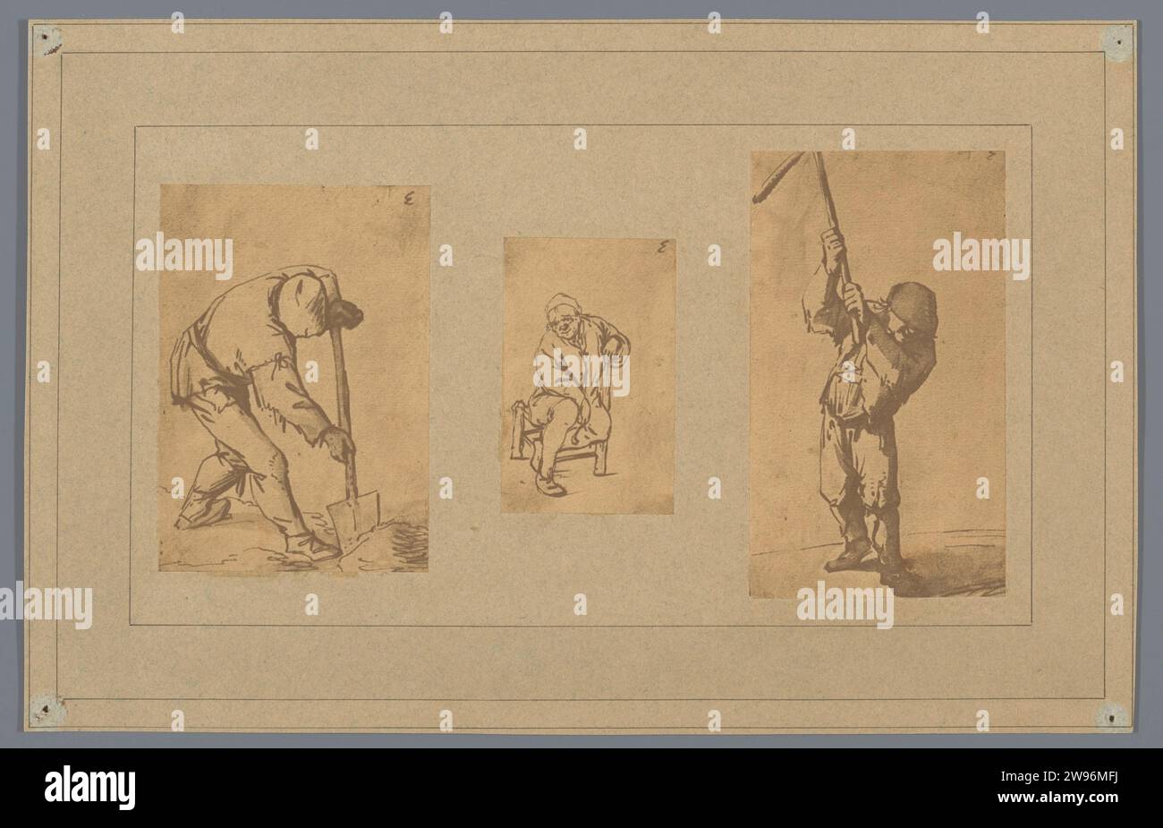 Three photo productions of drawings of men, c. 1875 - c. 1900 ...