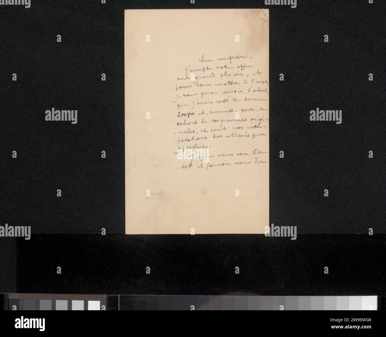 Letter to Philip Zilcken, 1895 letter Brussels paper. ink writing ...