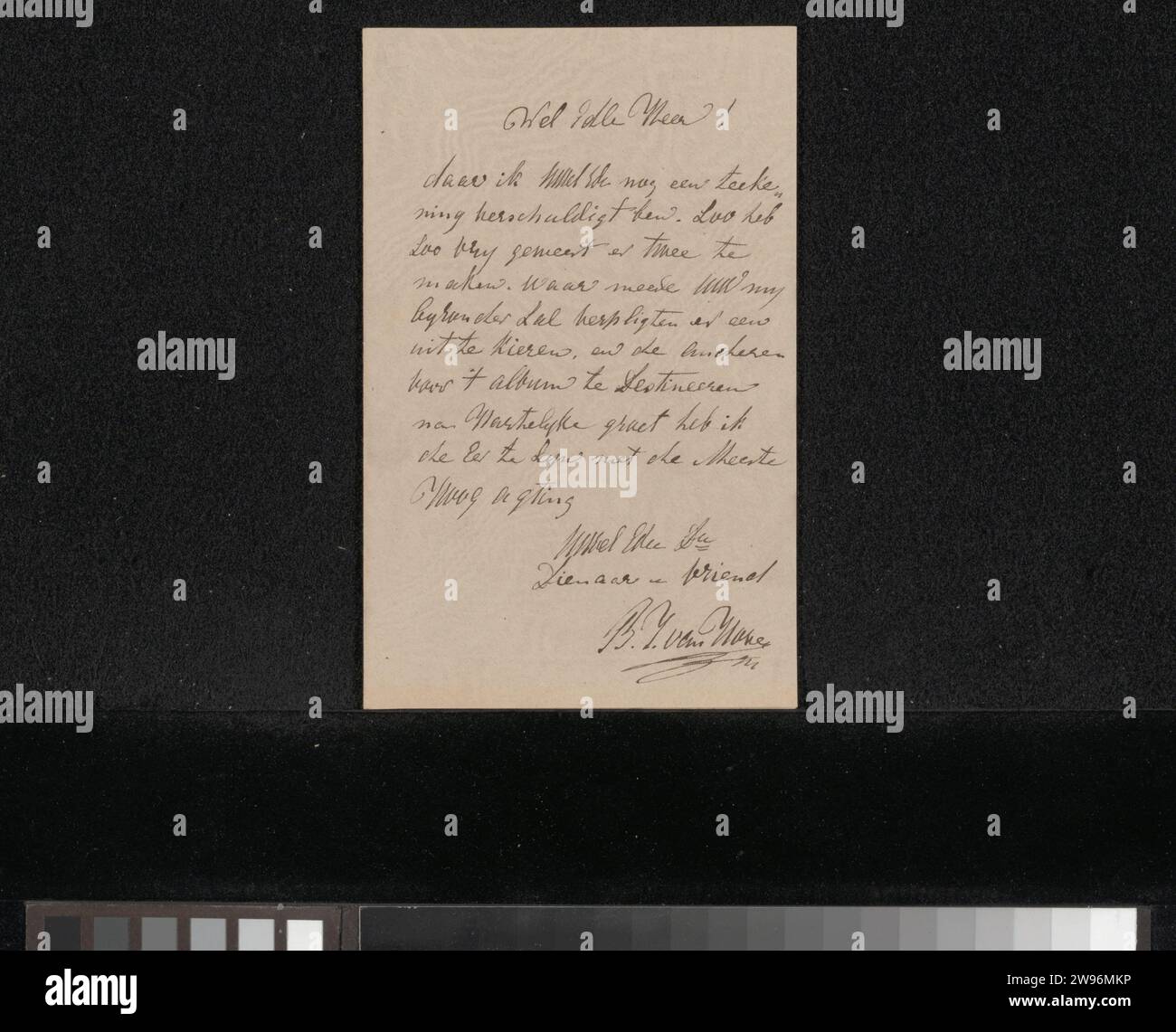 Letter to Anonymous, Bartholomeus Johannes van Hove, 1800 - 1880 letter ...