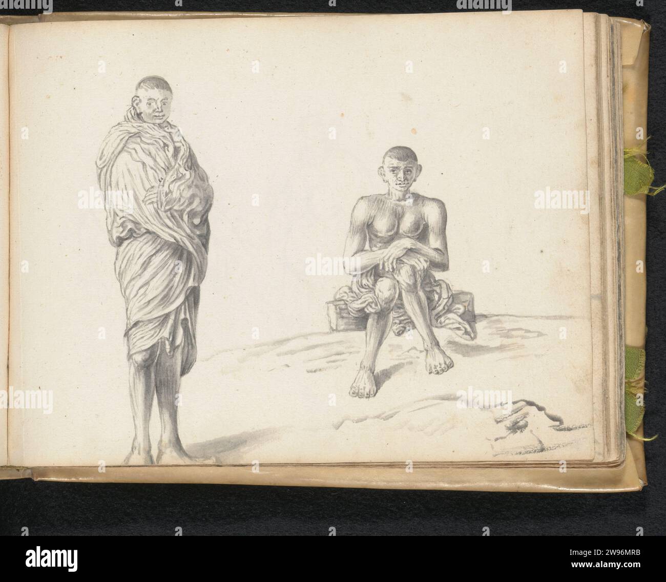 Two labourers outside, one standing and one sitting, Esaias Boursse ...