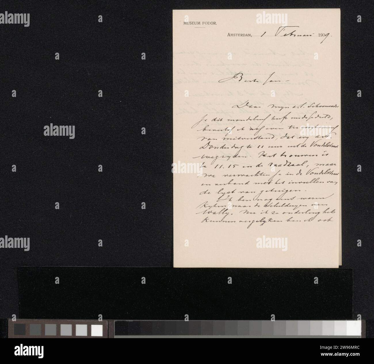Letter to Jan Veth, Museum Fodor, Cornelis Gerardus' t Hooft, 1909 ...