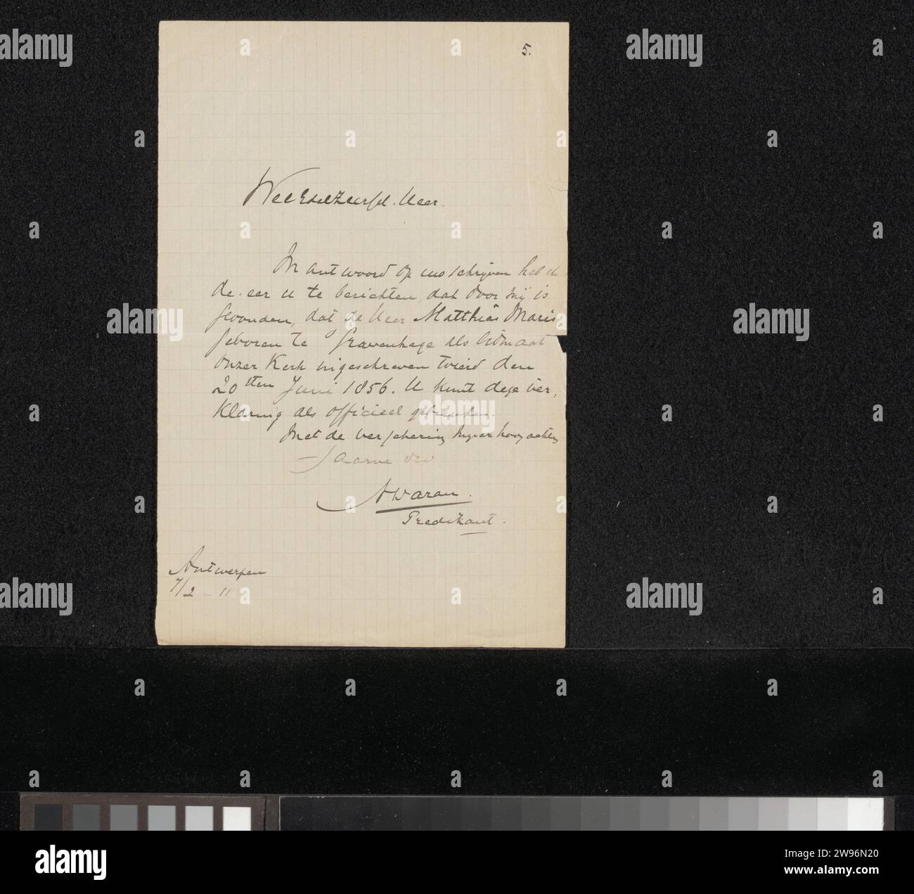 Letter to Pieter Haverkorn van Rijsewijk, Unknown, 1911 letter Antwerp ...