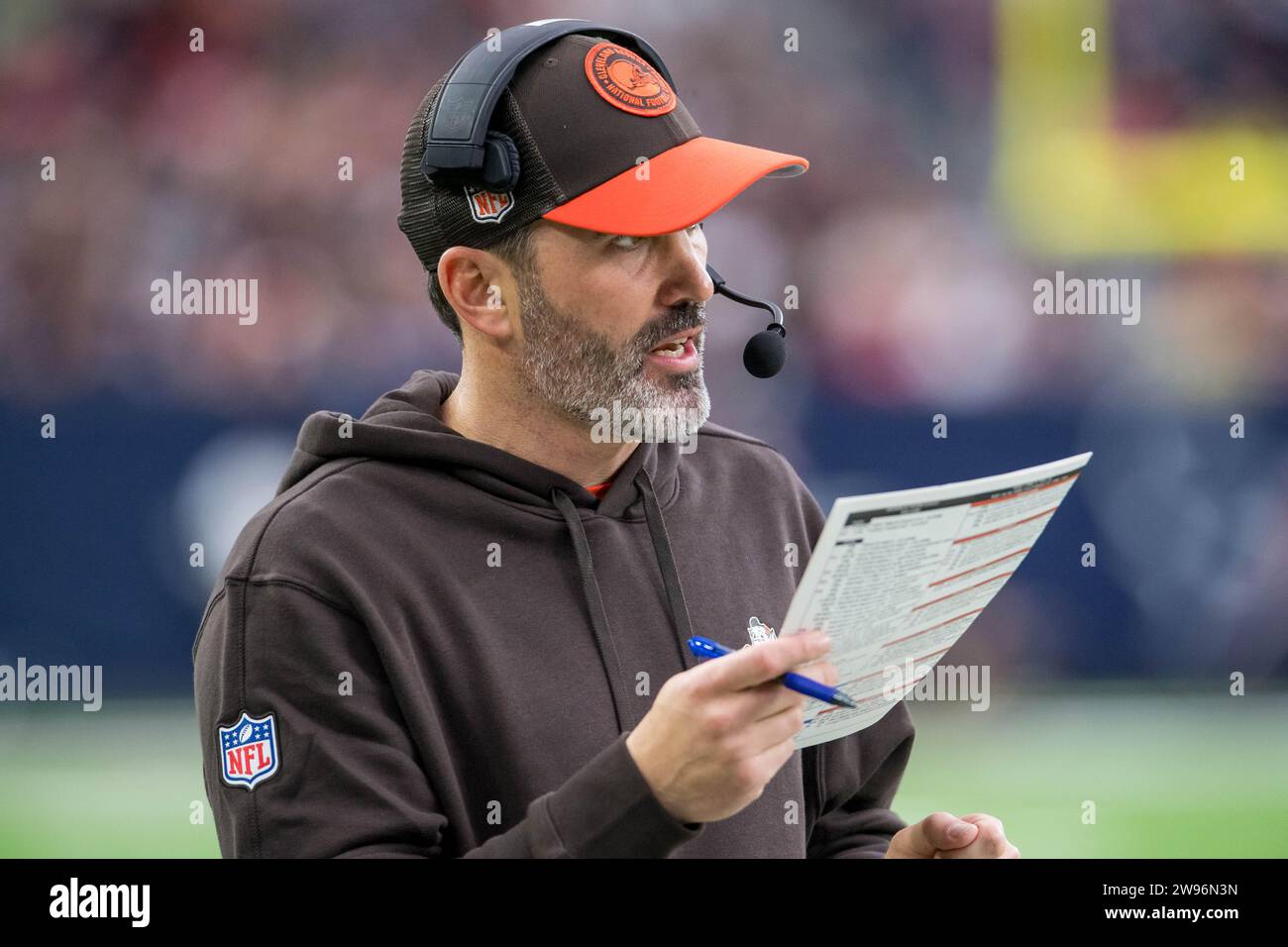 Houston, TX, USA. 24th Dec, 2023. Cleveland Browns head coach Kevin ...