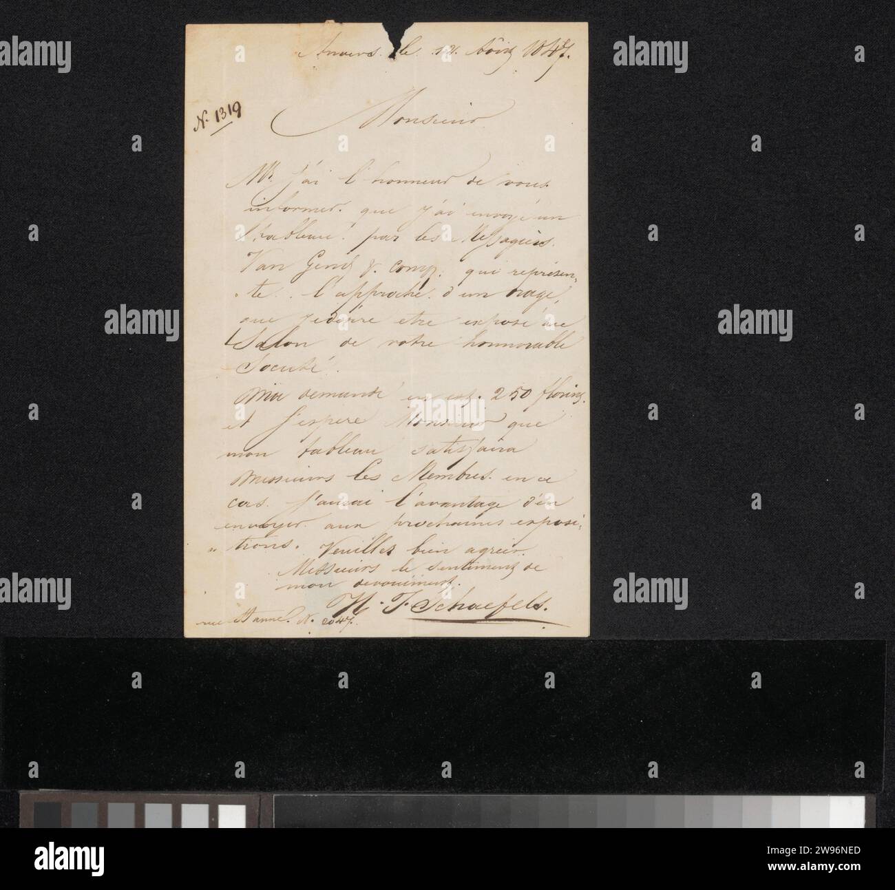 Letter to Alexander Oltmans Jr., Henri François Schaefels, 1847 letter ...