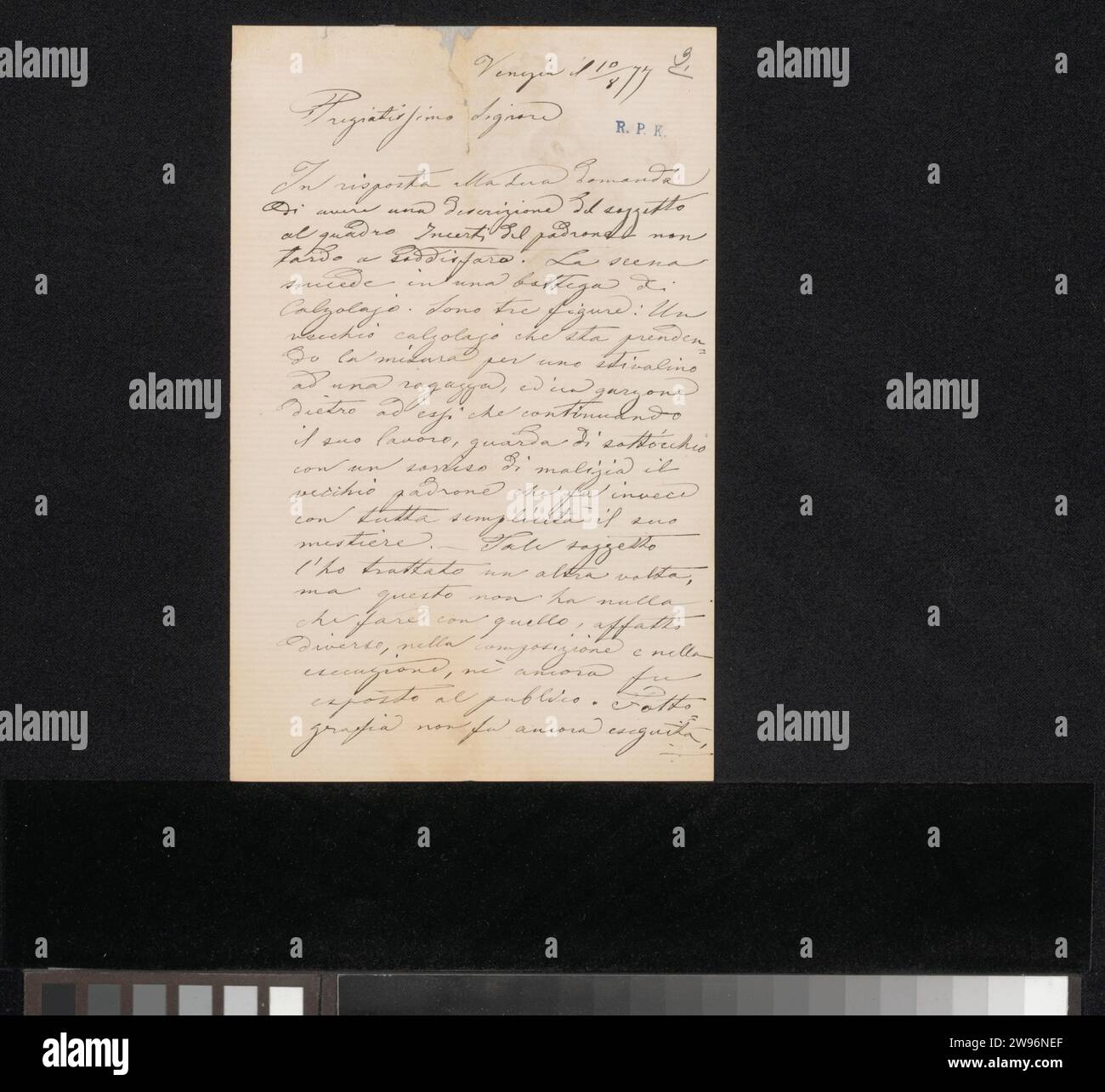 Letter to Frans Buffa, Antonio Rotta (I), 1877 letter Venice paper. ink ...