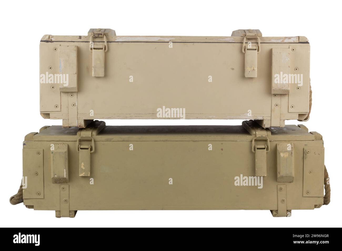 Army ammunition yellow colored crate. Isolated on white background ...