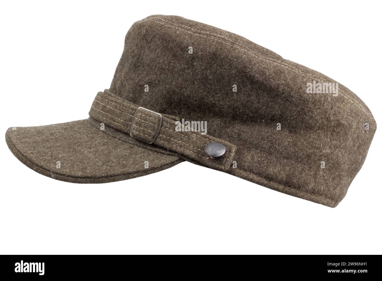 vintage army winter uniform cap isolated on white background Stock ...