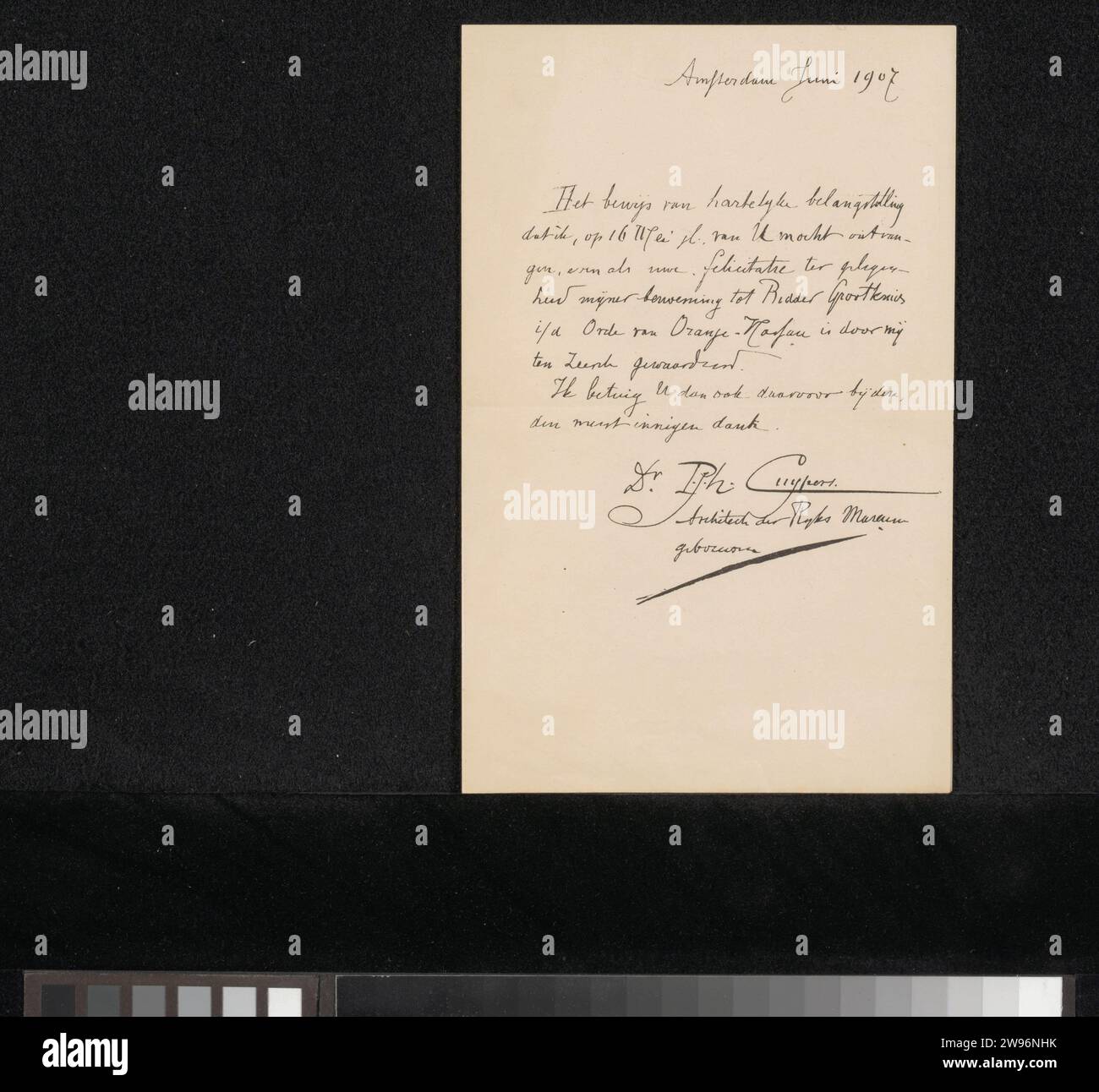 Letter to Cornelis Smith, Pierre Joseph Hubert Cuypers, 1907 letter ...