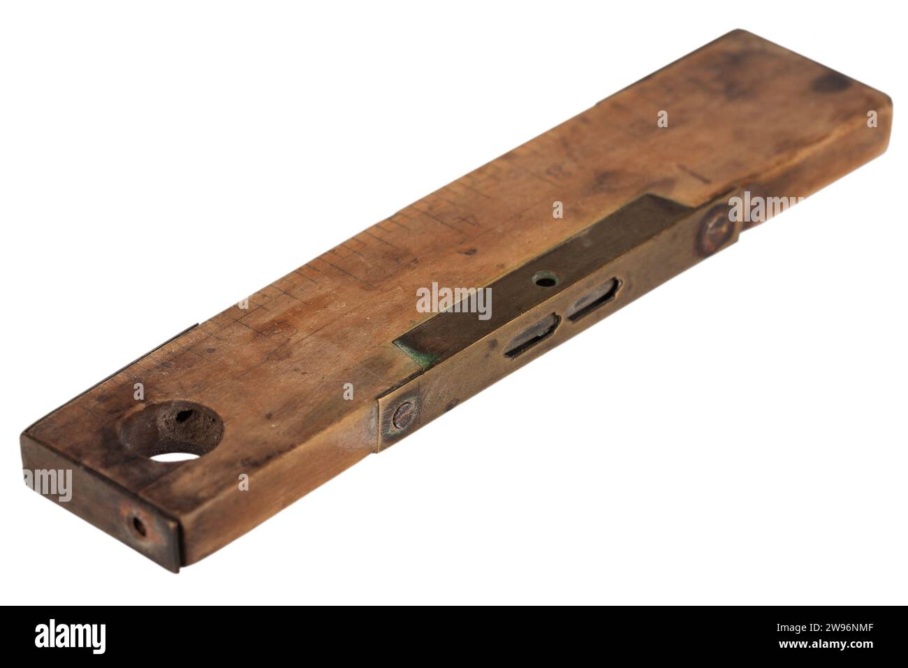 Antique carpenter's boxwood 8 inch ruler with spirit level from 19th ...