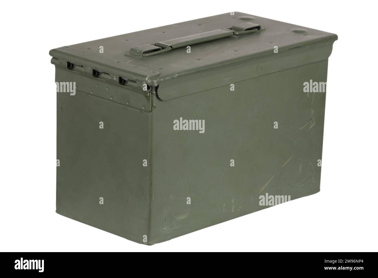 US army green metal ammo can for gun cartridges isolated on white Stock Photo - Alamy