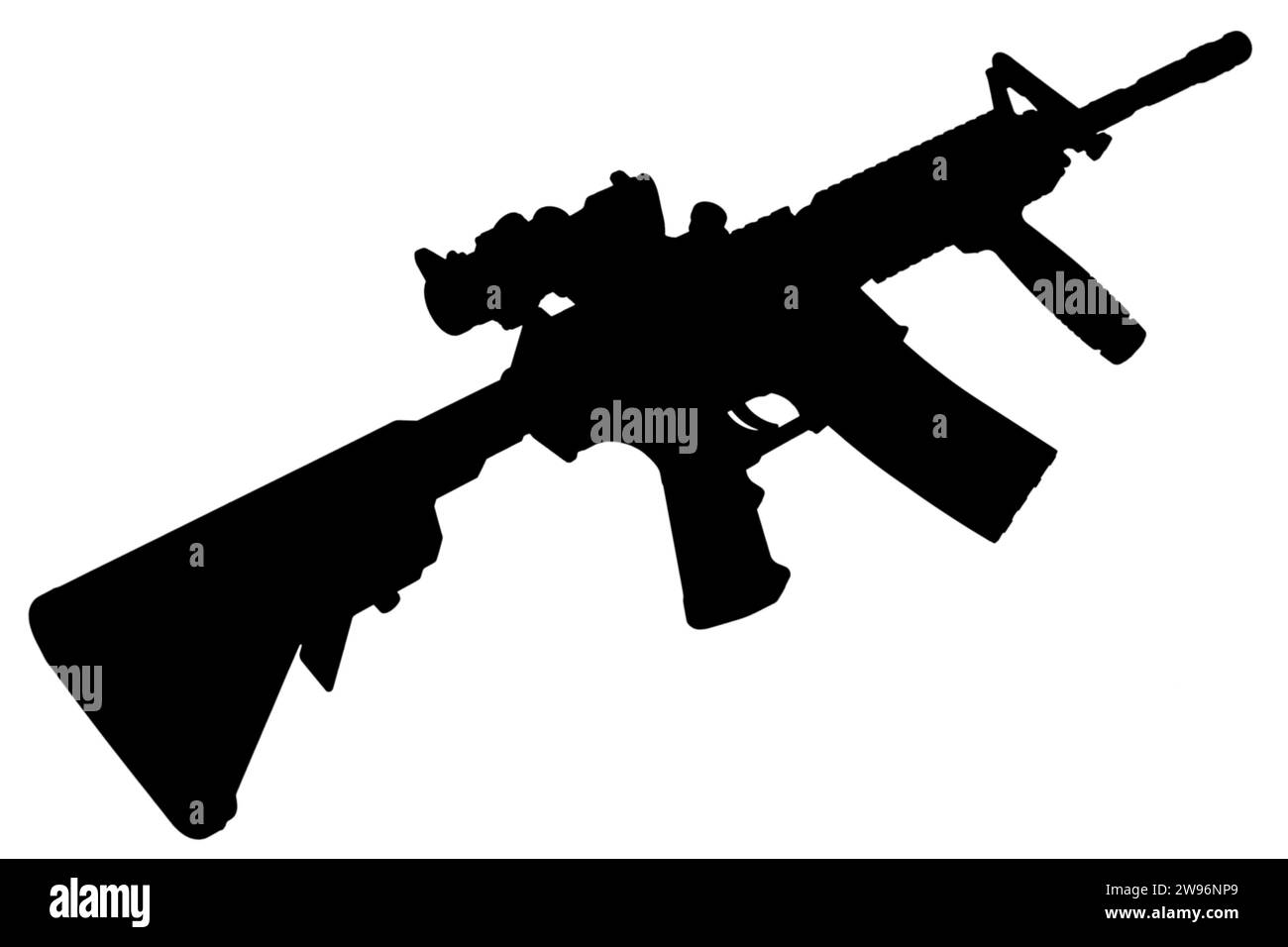 M4 Carbine with optic sight and foregrip black silhouette Stock Photo ...